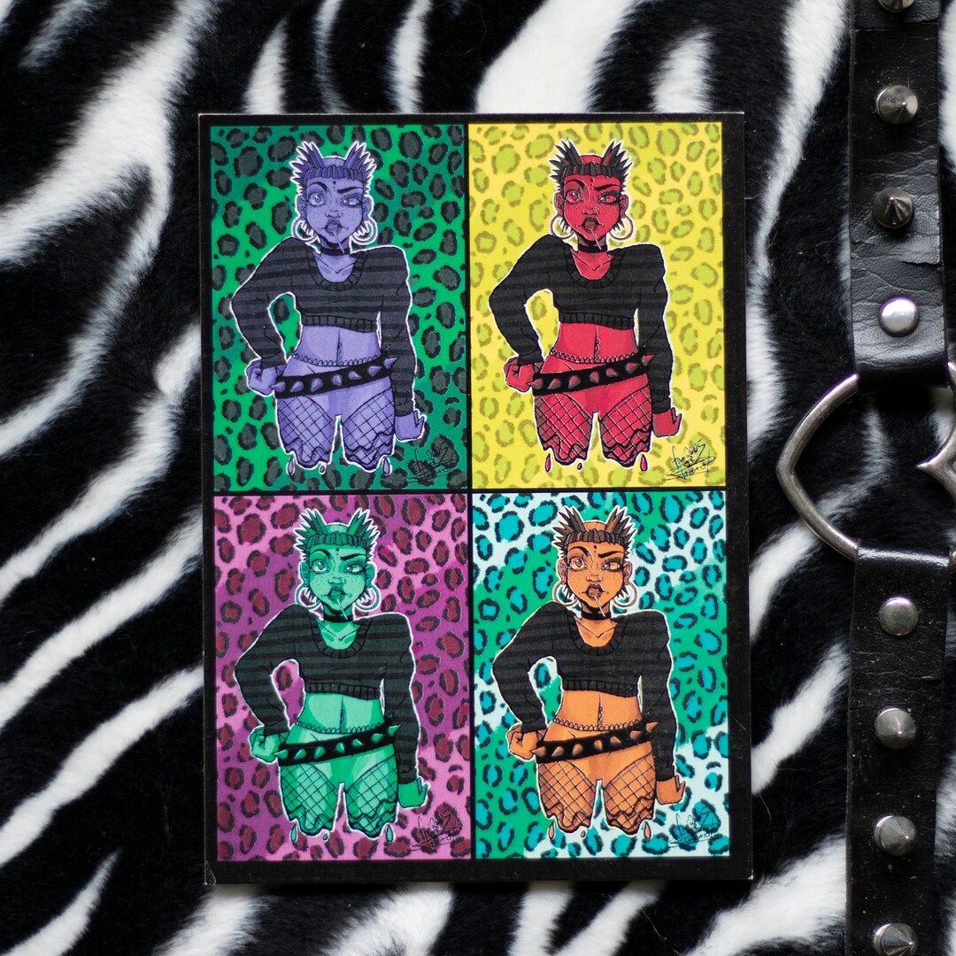 Postcard Cheeky Lolly Popart Style Punk Girl - Etsy