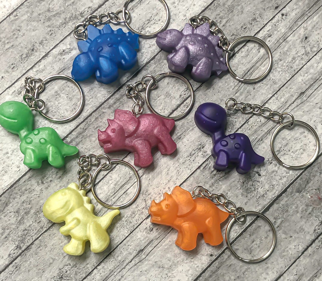 Tiny Diny Dinosaur Keychain, Multiple Colors Available - Etsy