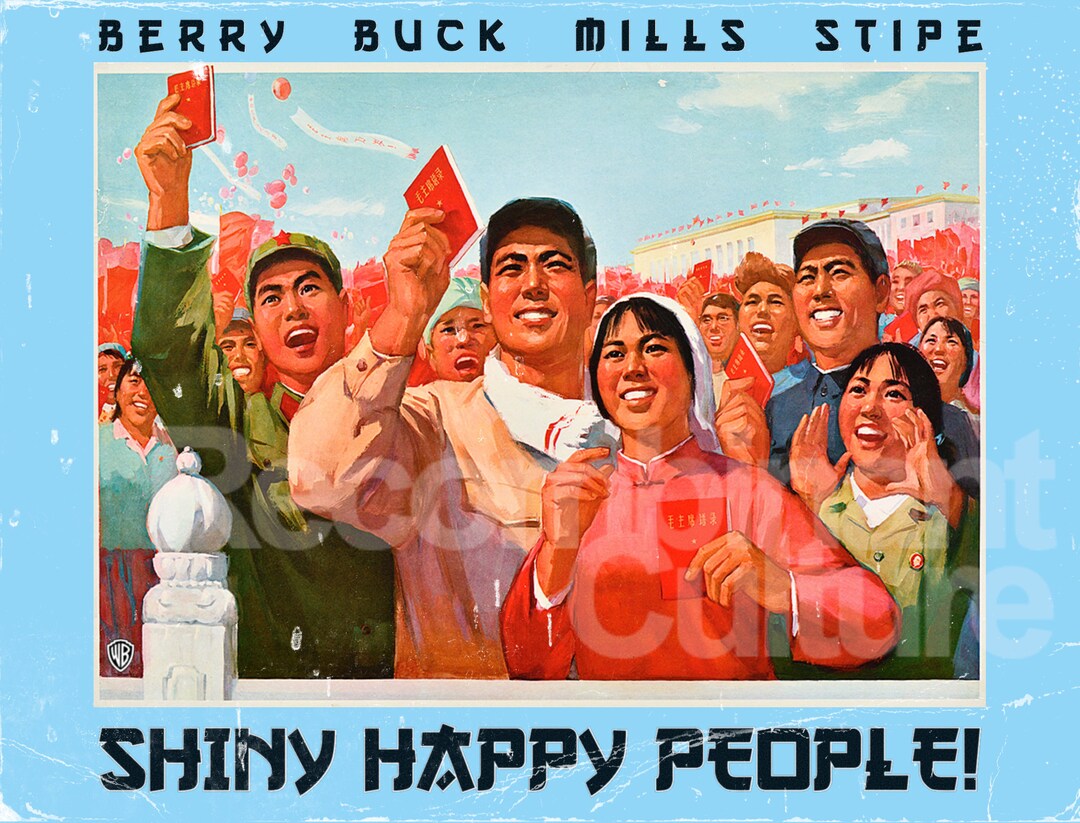 R.E.M. 'shiny Happy People' Chinese Propaganda Poster - Etsy