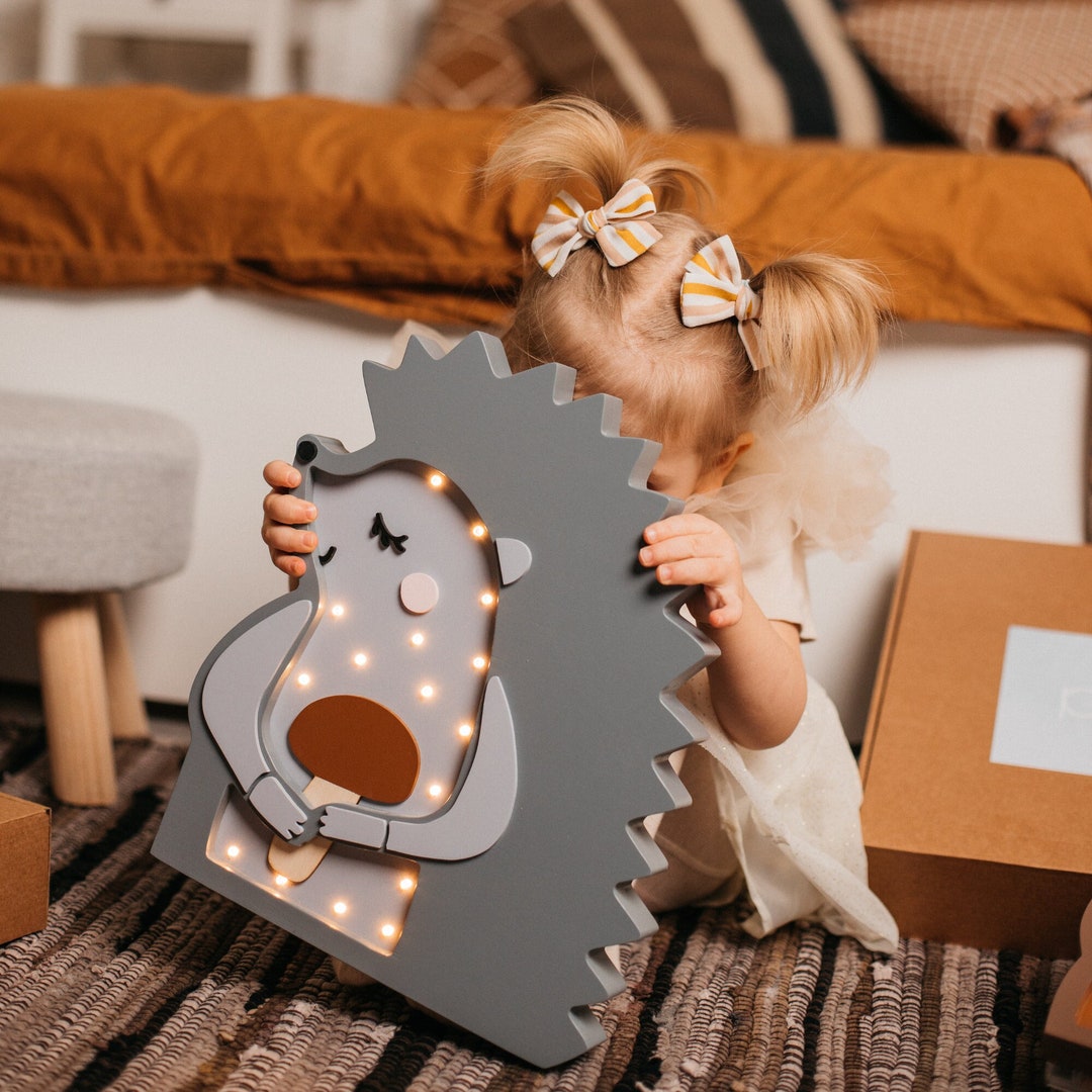 Handmade Hedgehog LED Night Light: Wooden Baby Room Decor - Etsy