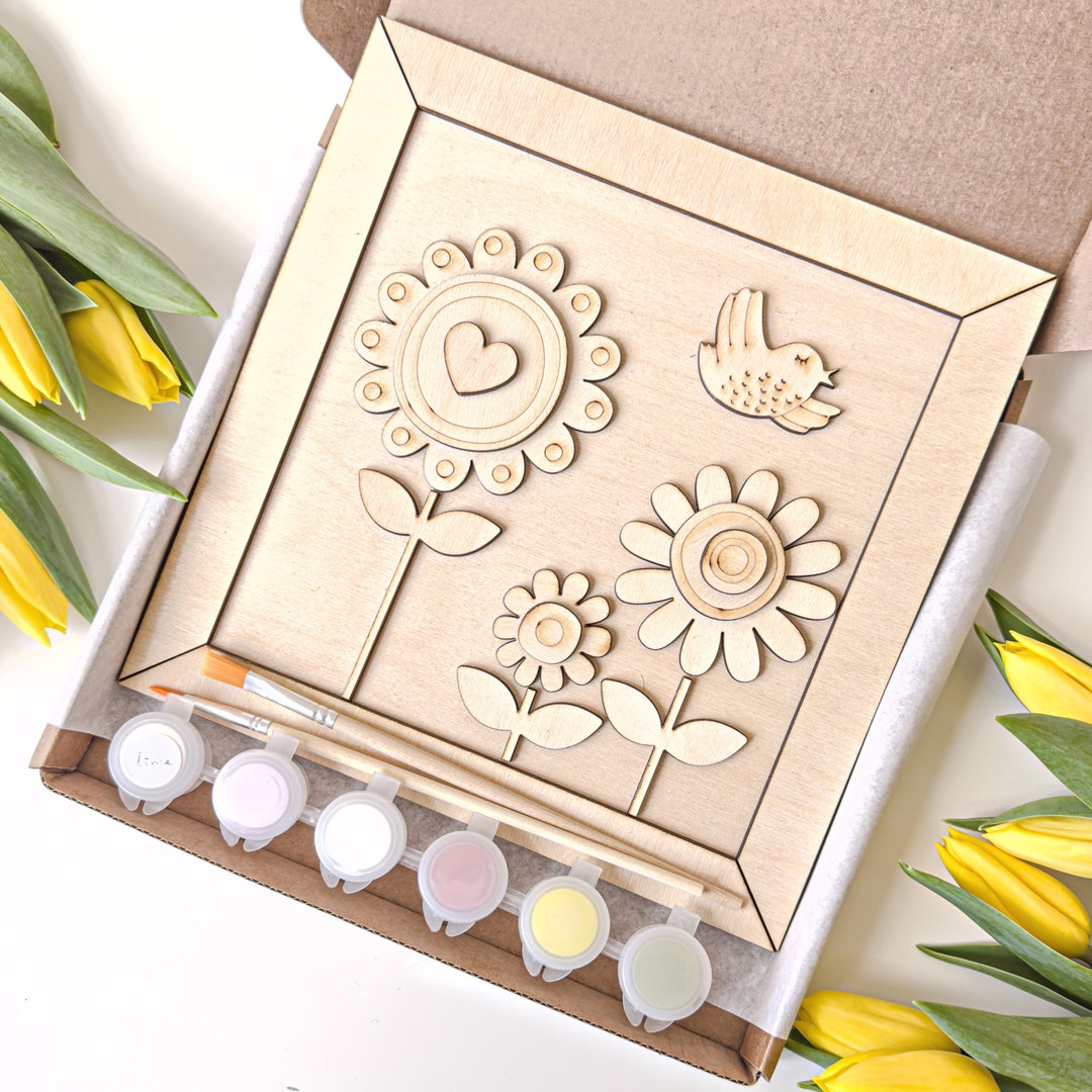 DIY Mother's Day Craft Kit: Personalized Wooden Flower Art Set - Etsy
