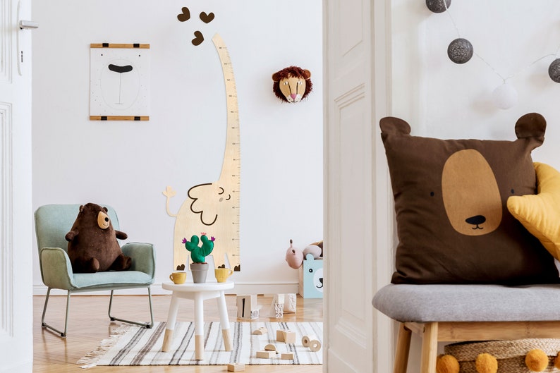 Kids Height Stick Measurement Ruler Wood Growth Chart Boy Room Decor ...
