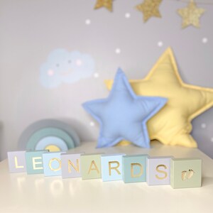 Personalized Name Blocks: Golden Foil Letters, Montessori Wooden Toys ...