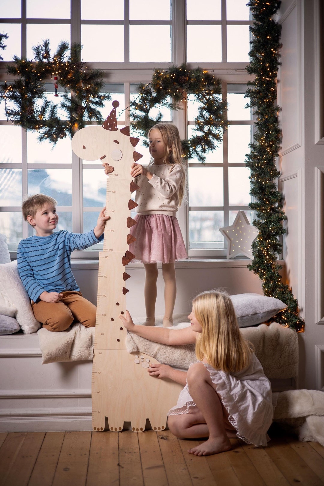 Growth Chart Board Engraved Wood Ruler Giraffe Growth Chart Boys Room ...