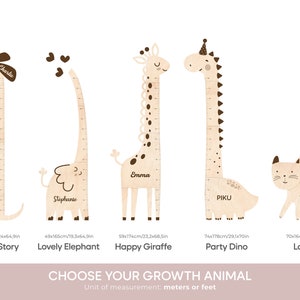 Growth Chart Board, Giraffe Growth Chart Engraved Wood Ruler, Boys Room ...