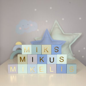 Personalized Name Blocks: Golden Foil Letters, Montessori Wooden Toys ...