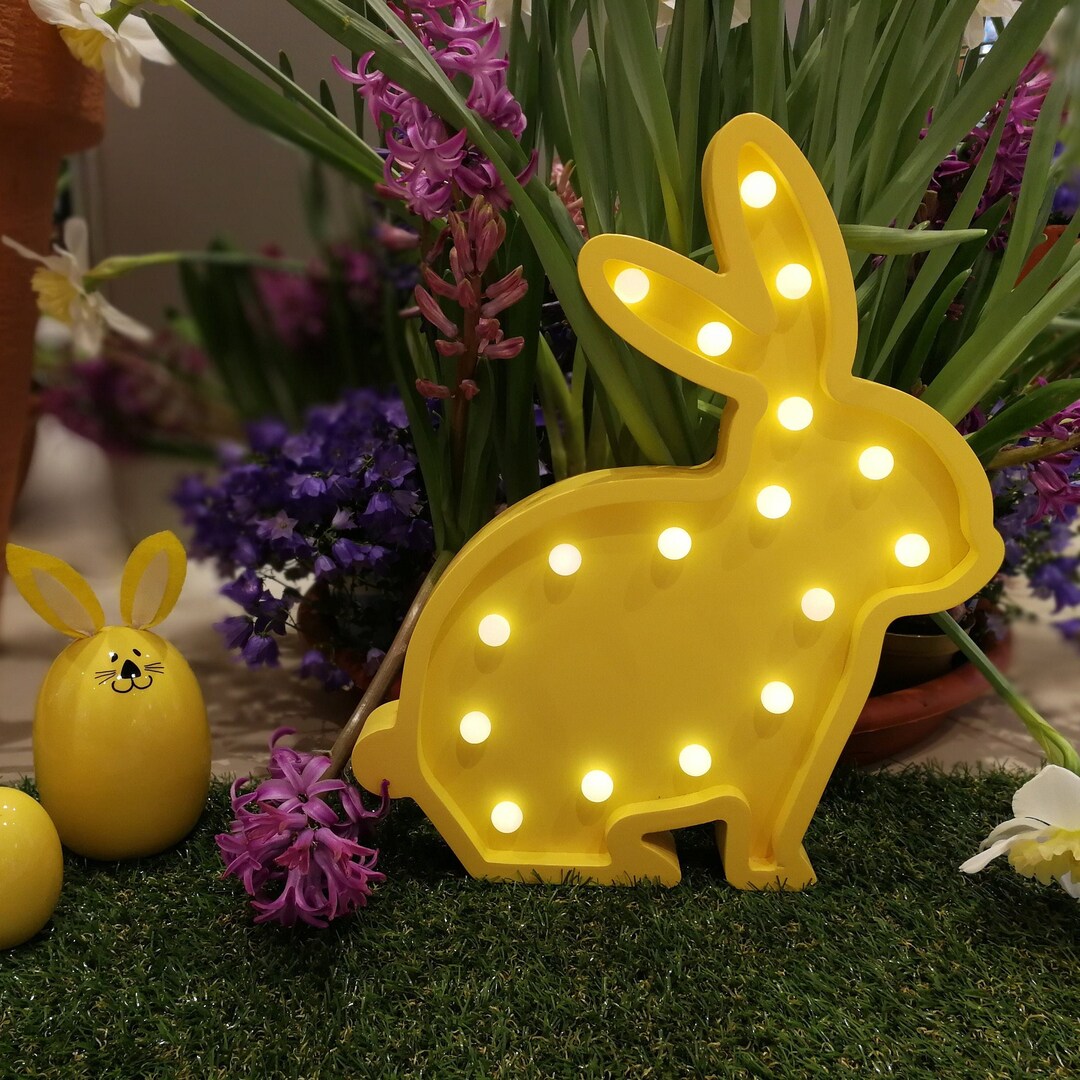 Easter Bunny Light, Wooden Light, Led Light, Easter Decorations, Night ...