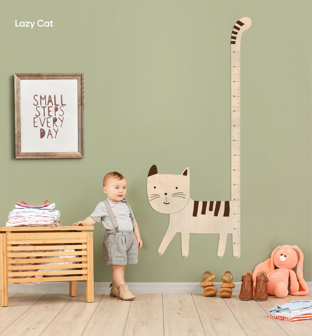 Kids Height Stick Measurement Ruler Wood Growth Chart Boy Room Decor ...