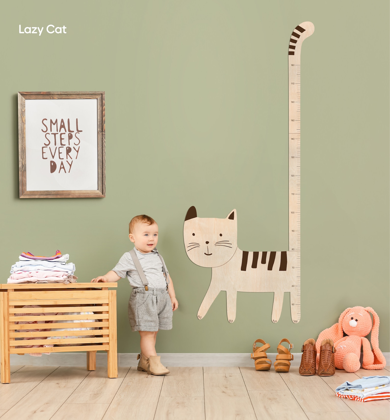 Kids Height Stick Measurement Ruler Wood Growth Chart Boy Room Decor ...