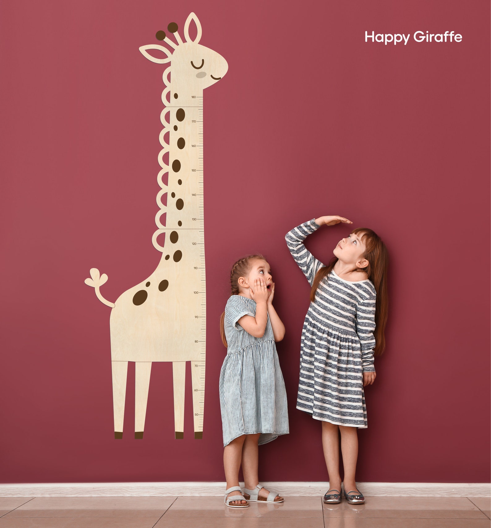 Kids Height Stick Measurement Ruler Wood Growth Chart Boy Room Decor ...
