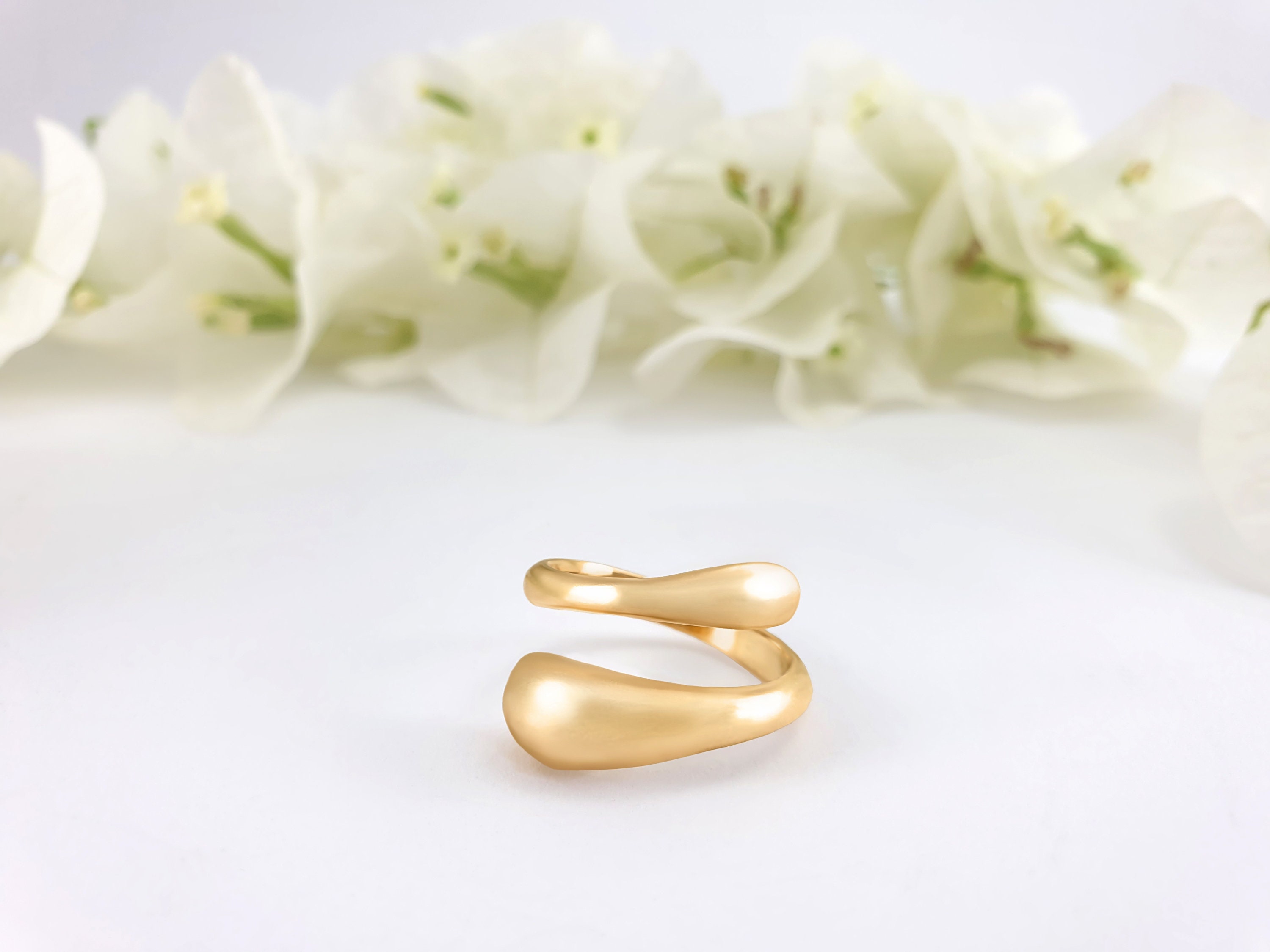 18K Matt Gold Open Band Ring Hug Ring Chunky Bold Bypass - Etsy