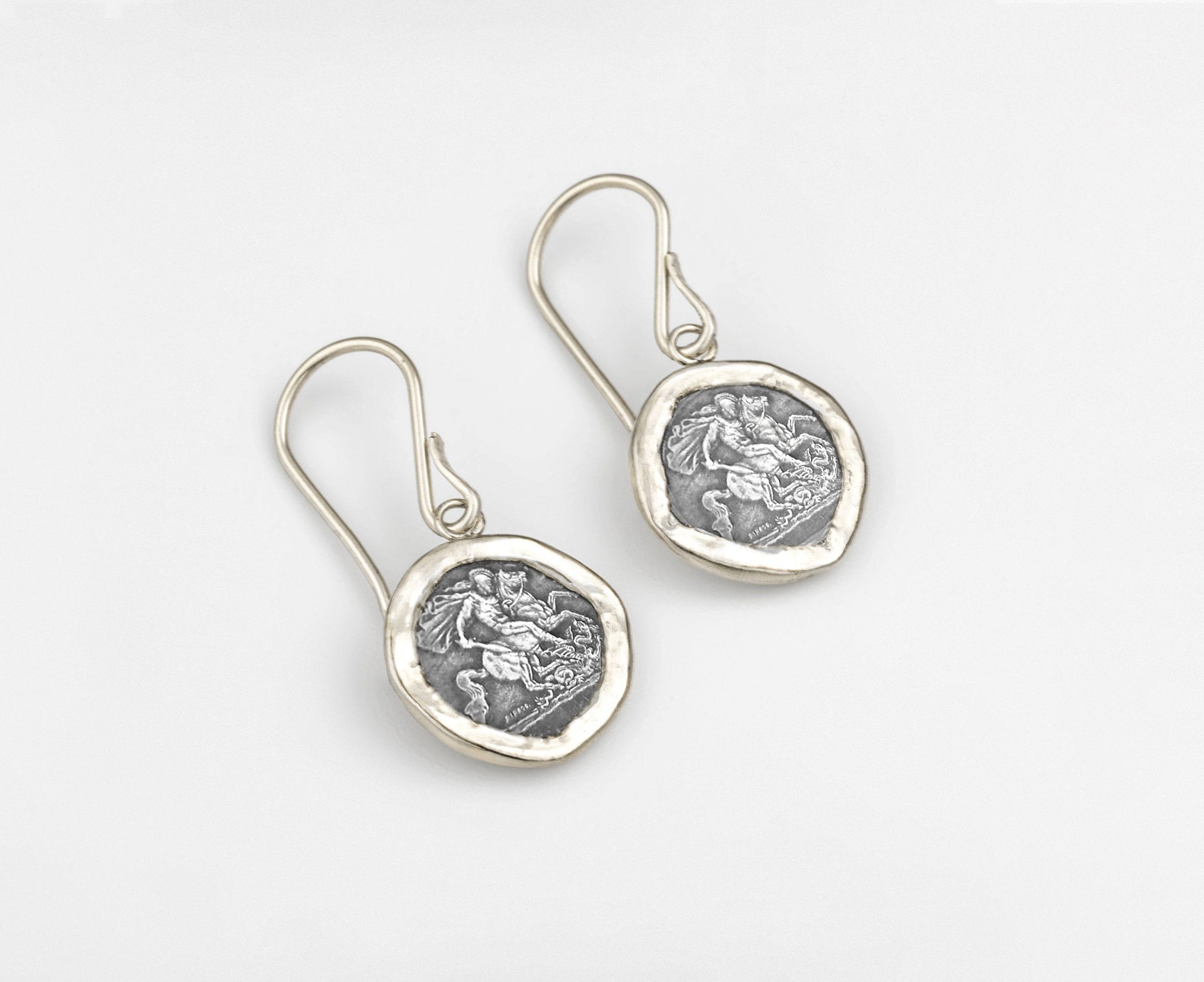 Dangle Coin Earrings Silver and Gold Earrings Horse Coin - Etsy
