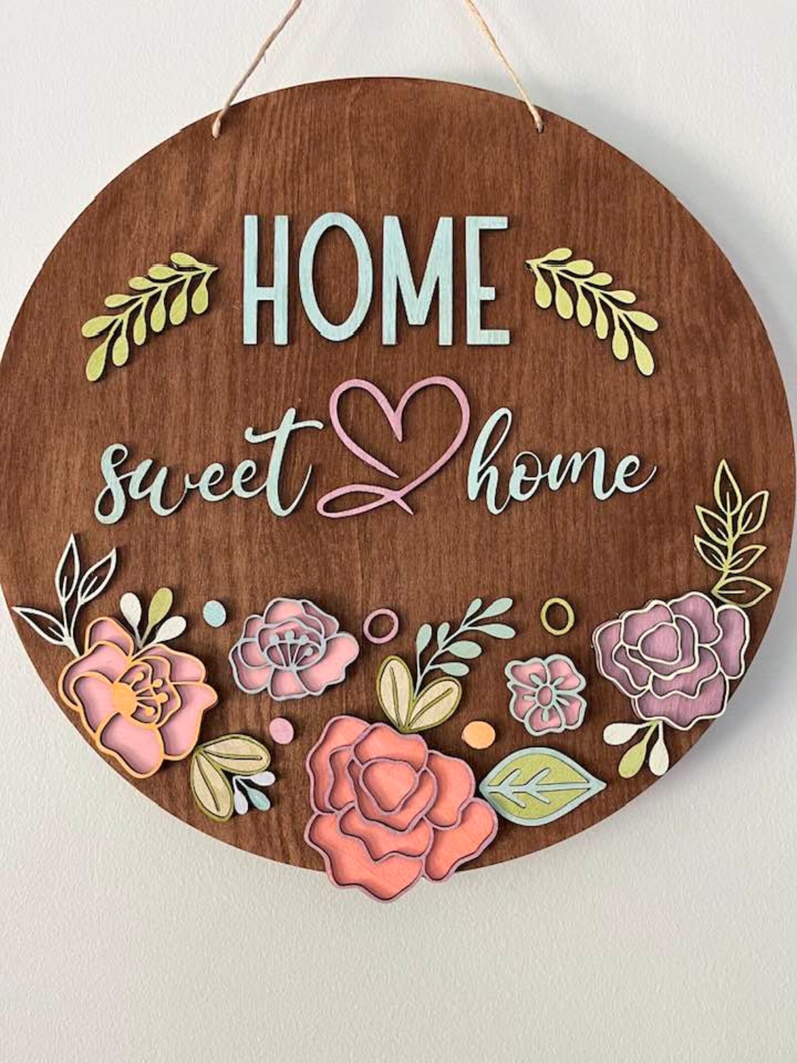 Home Sweet Home 3D Floral Door Hanger, Floral Door Décor, Front Door ...