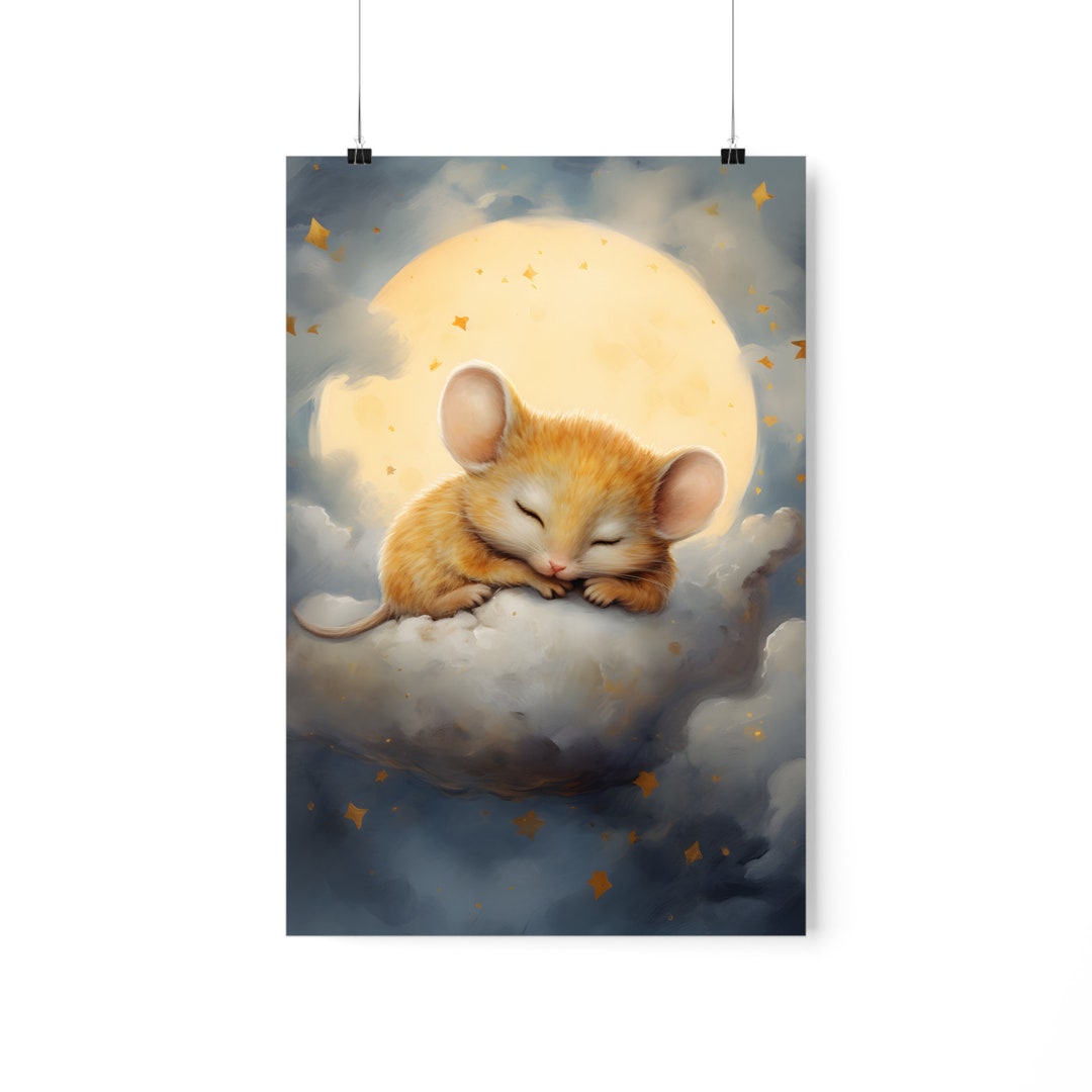 Sleeping Little Mouse and the Moon - Etsy