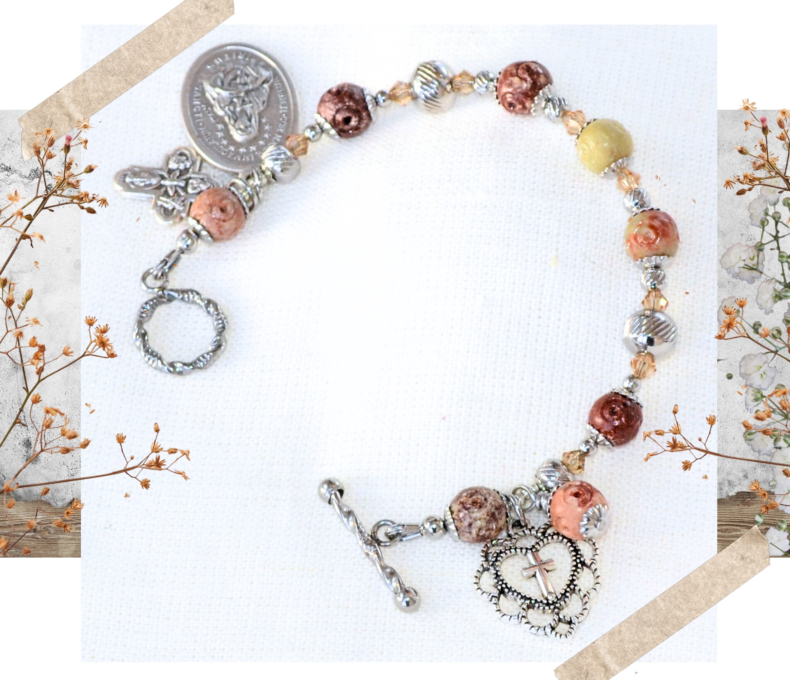 Immaculate Heart of Mary, Holy Spirit, Four Way Cross Rosary Bracelet ...
