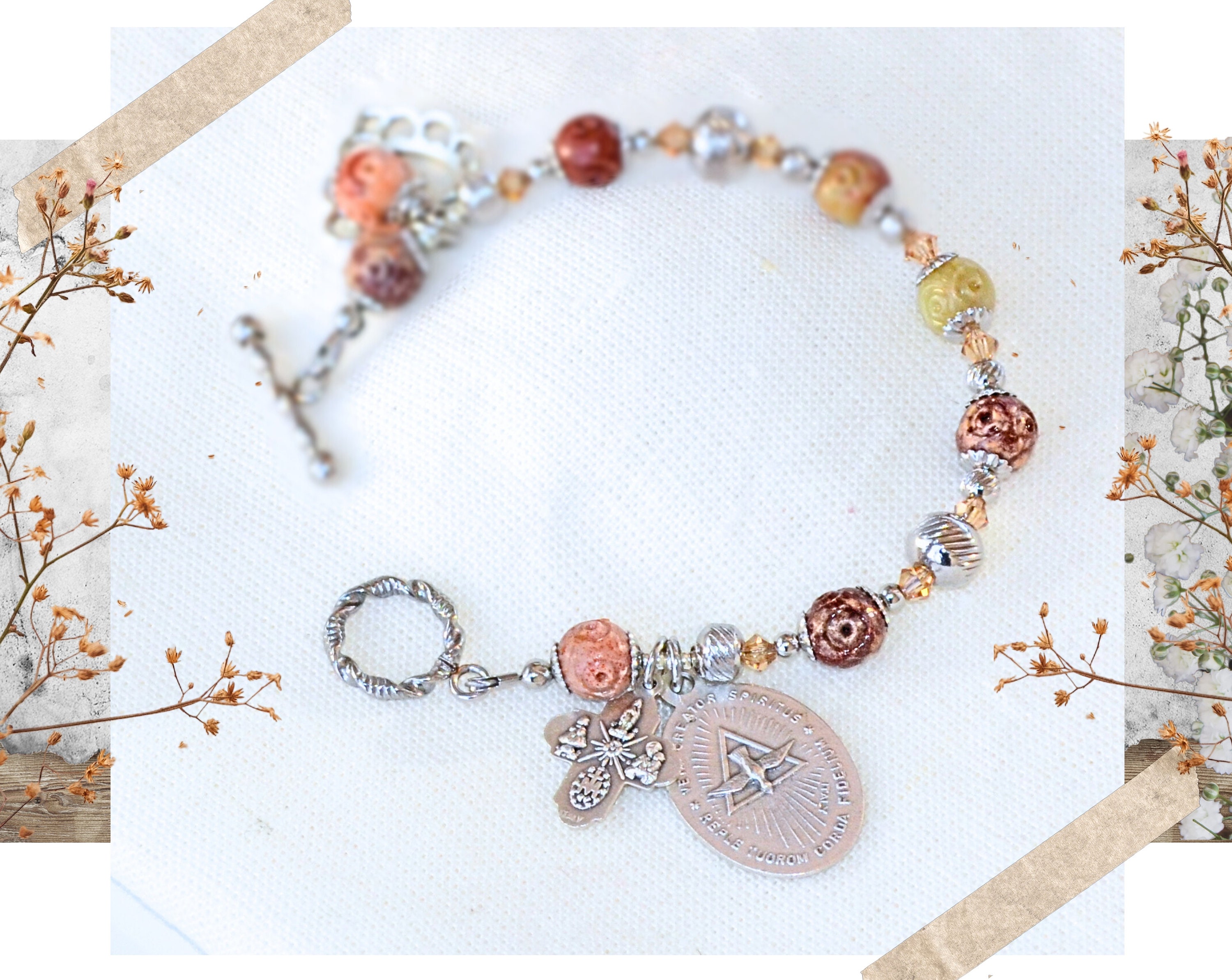 Immaculate Heart of Mary, Holy Spirit, Four Way Cross Rosary Bracelet ...