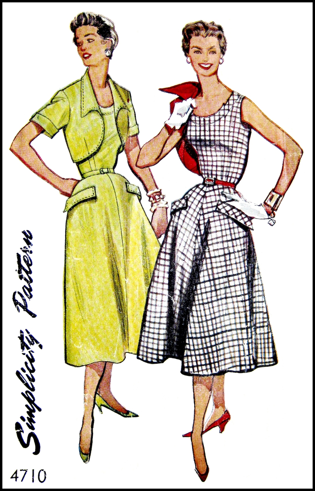 1954 Simplicity Pattern: 4710 One Piece Dress and Bolero - Etsy