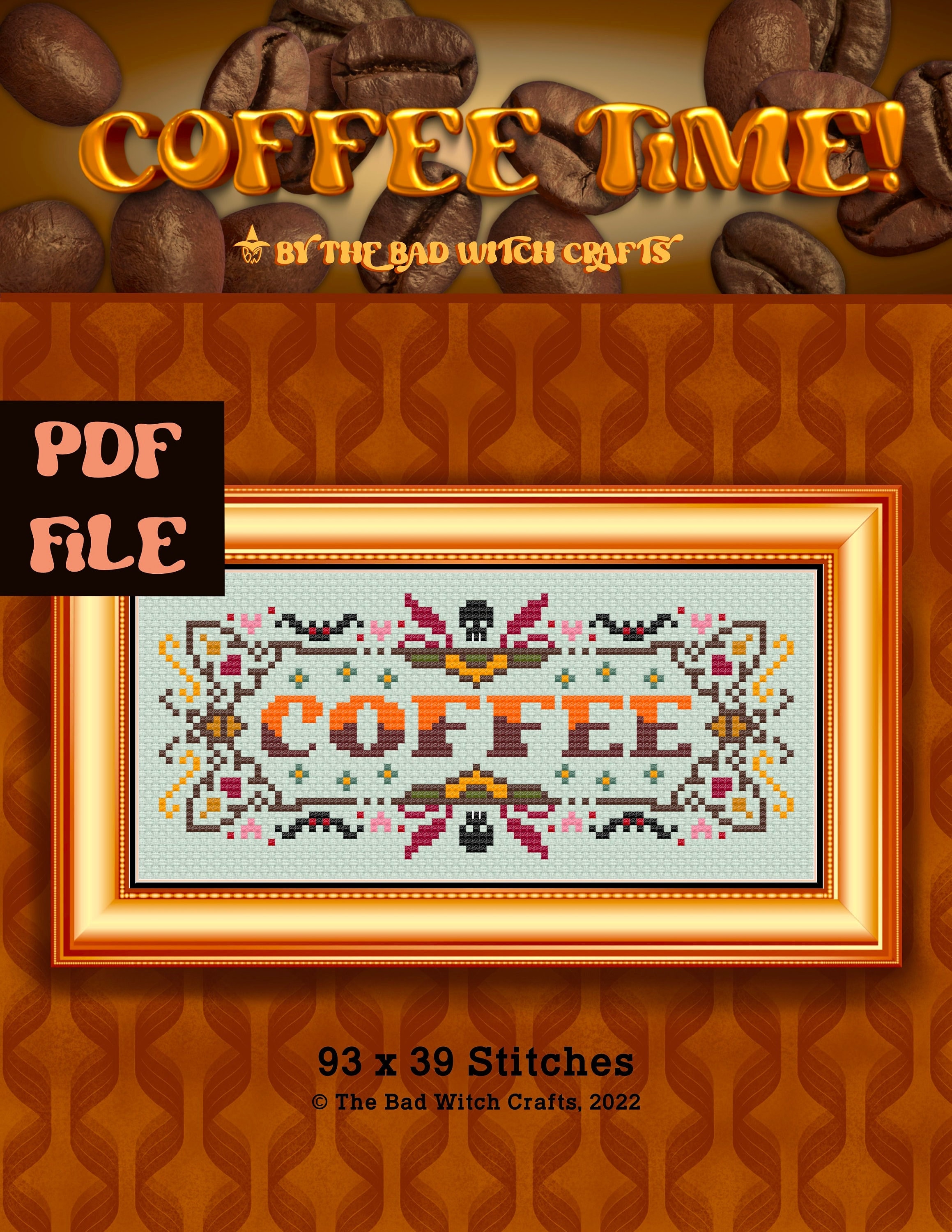 Spooky Coffee DIY Cross Stitch Label for the Kitchen Witch - Etsy