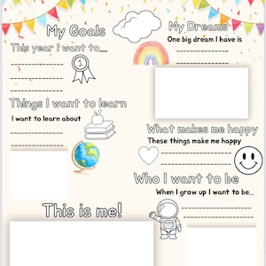 Kids' Vision Board Printable – Interactive Coloring PDF + Editable ...