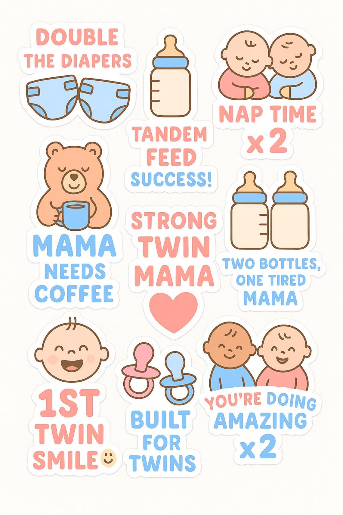 Twin Mom Sticker Sheet – Printable Digital Stickers for Planners ...