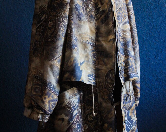 Vintage Parka Jacket Paisley Pattern Size S / M, Brown Beige Abstract ...