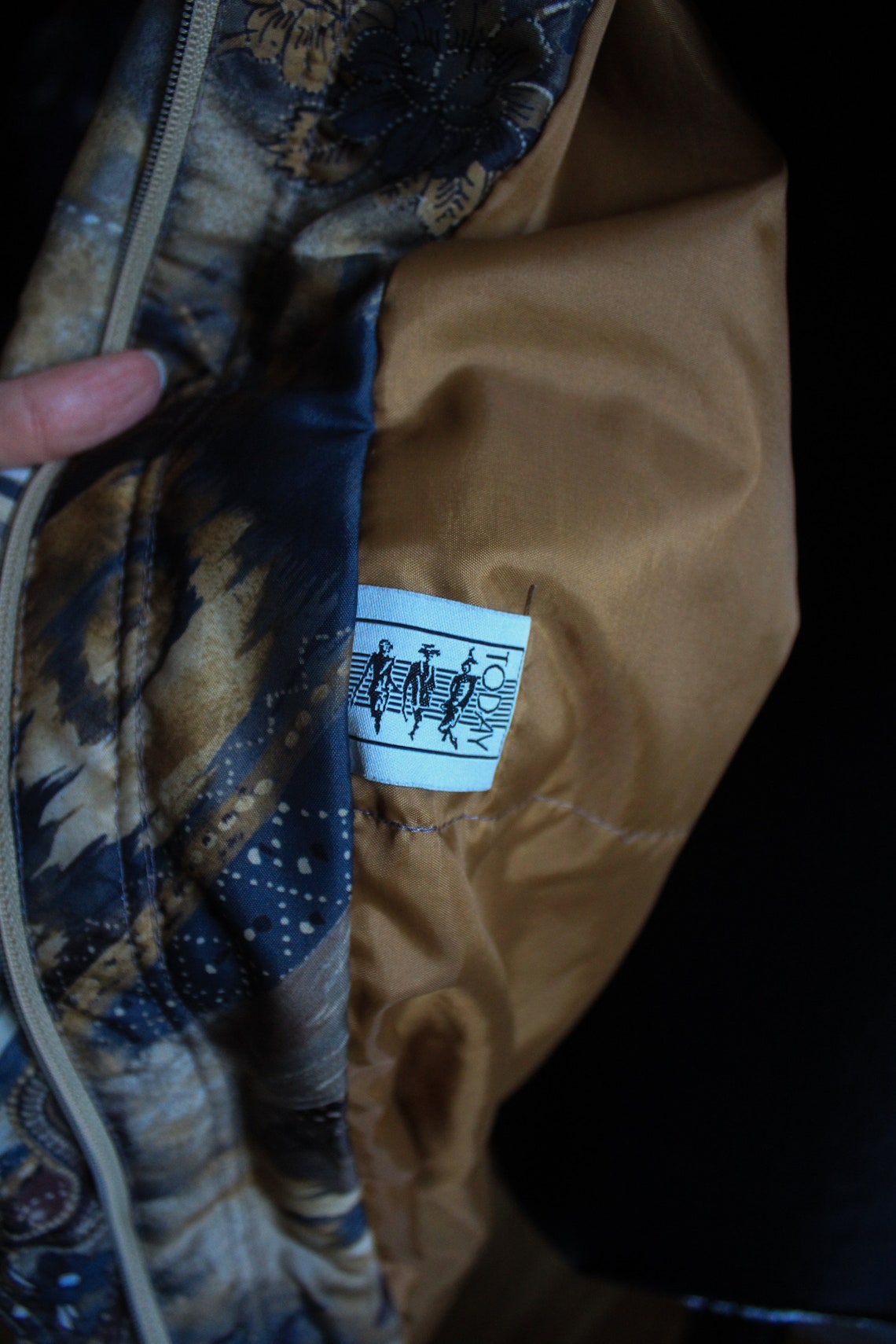 Vintage Parka Jacket Paisley Pattern Brown Beige Abstract | Etsy