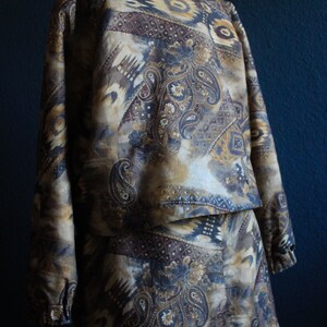 Vintage Parka Jacket Paisley Pattern Brown Beige Abstract | Etsy