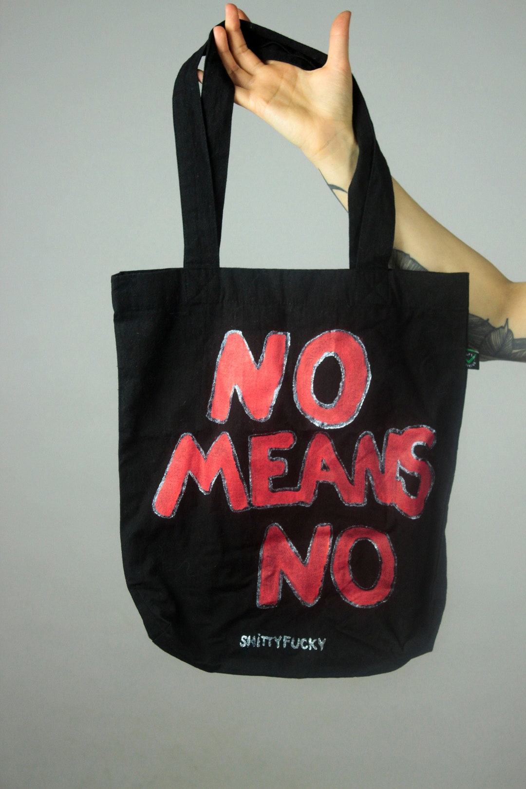 Ecofriendly Tote Bag NO MEANS NO, Feminist Bag, Handpainted Bag, Unique ...