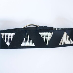 Vintage Belt Triangle Fishnet Transparent Darkblue Blue White Leather ...