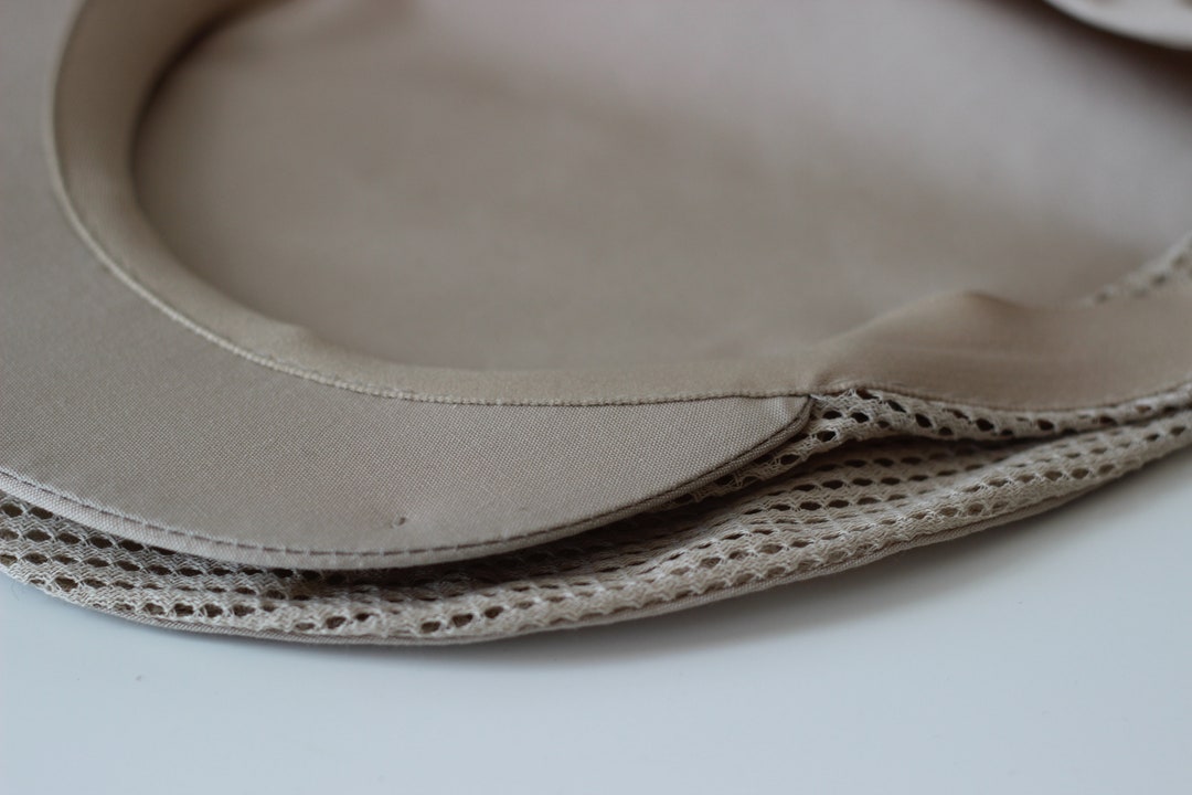 Vintage Beige Slide Cap Fishnet Net Fabric Hat Mod Oldschool Grandpa ...