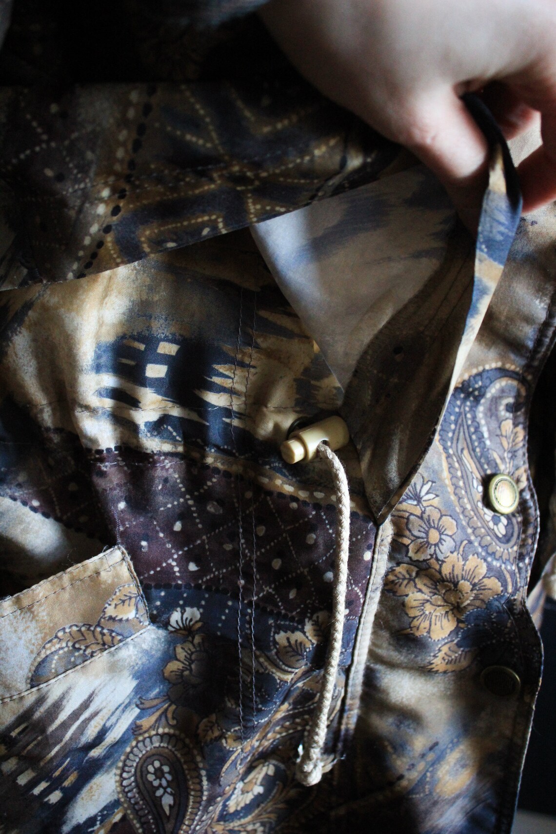 Vintage Parka Jacket Paisley Pattern Brown Beige Abstract | Etsy