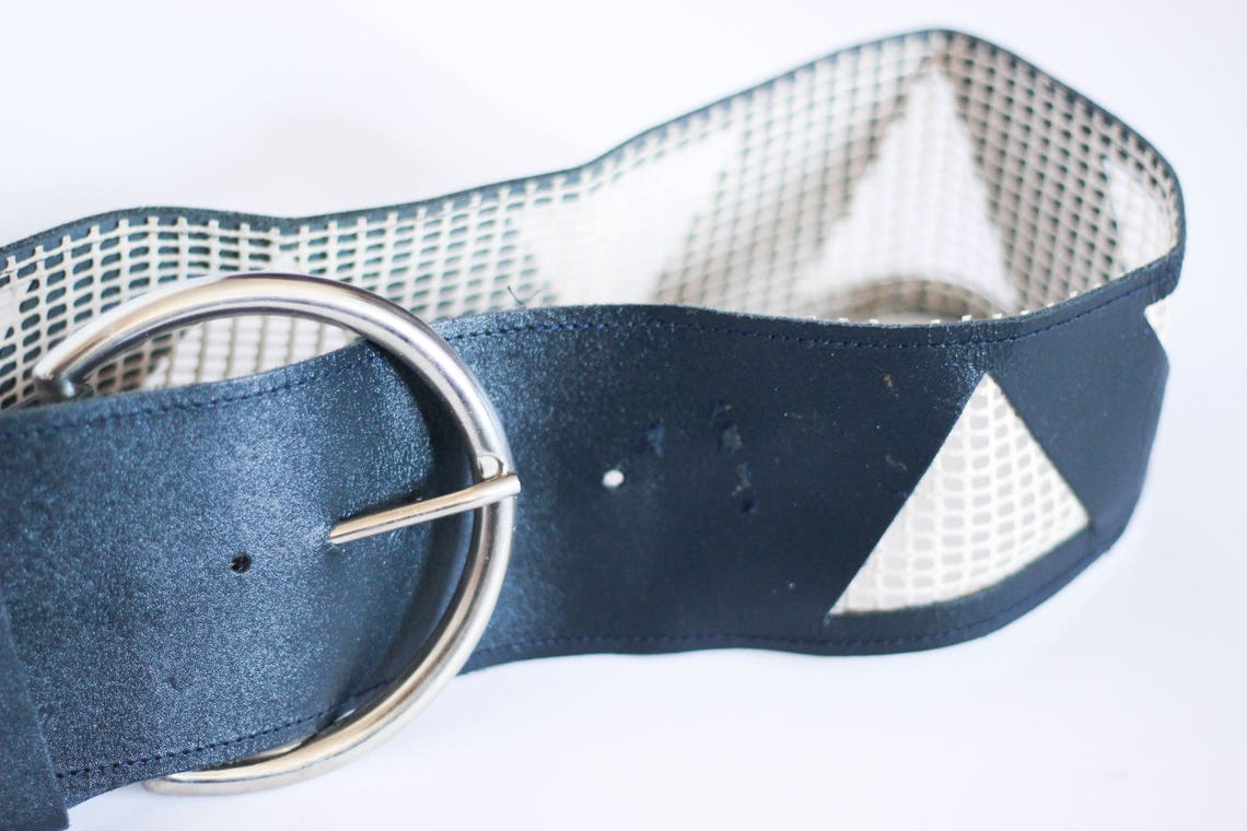 Vintage Belt Triangle Fishnet Transparent Darkblue Blue White - Etsy