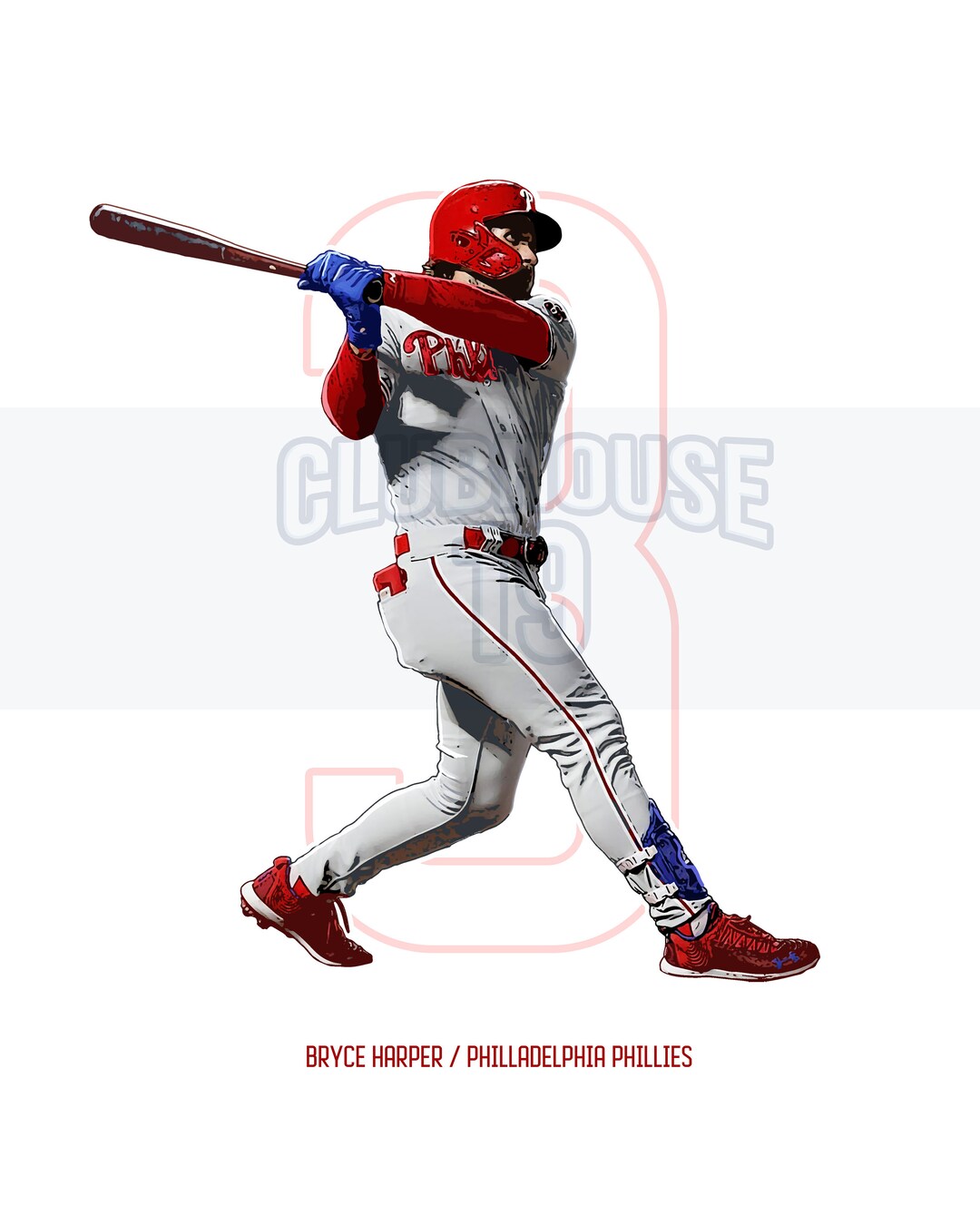 Bryce Harper Printable Art Portrait Phillies Baseball #3 - Digital ...