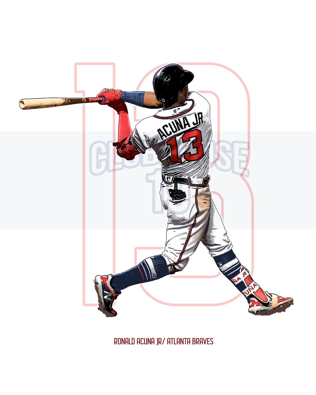 Ronald Acuna Jr Printable Art Portrait Braves Baseball #13 - Digital ...