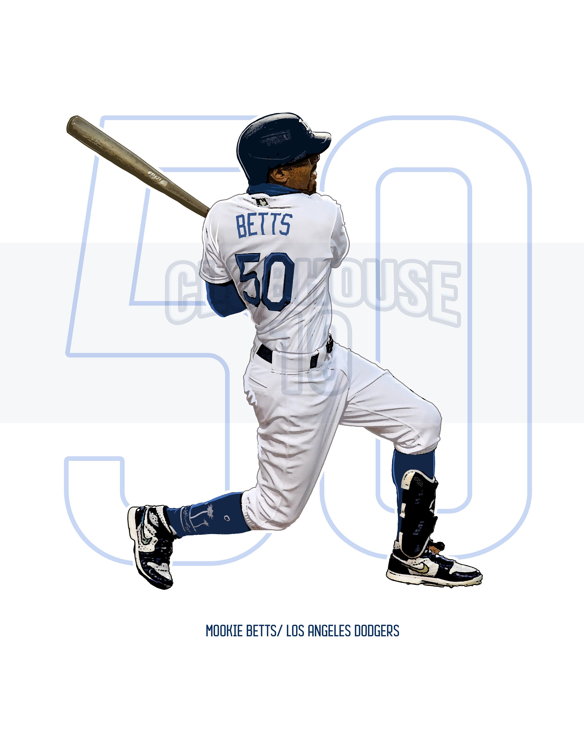 Mookie Betts Printable Art Portrait Los Angeles Dodgers Baseball #50 ...