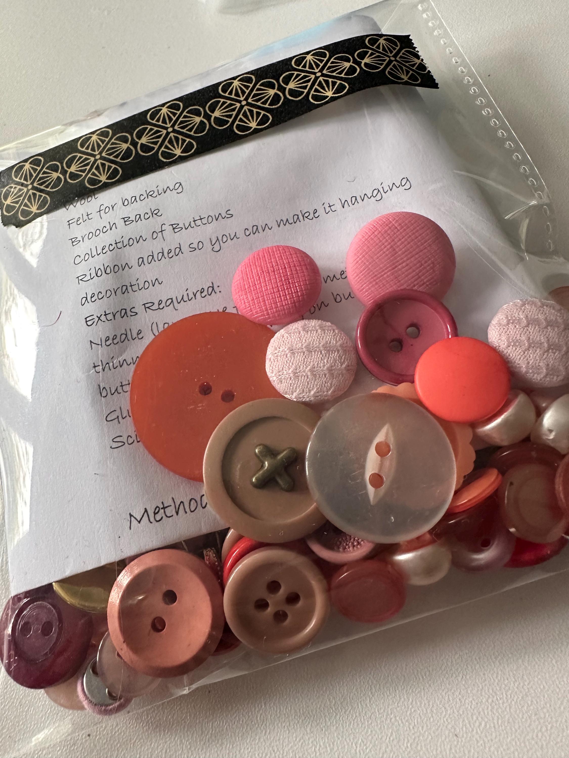 Kit - Button Heart Brooch Kit , Each Kit Has a Different Mix of Buttons ...