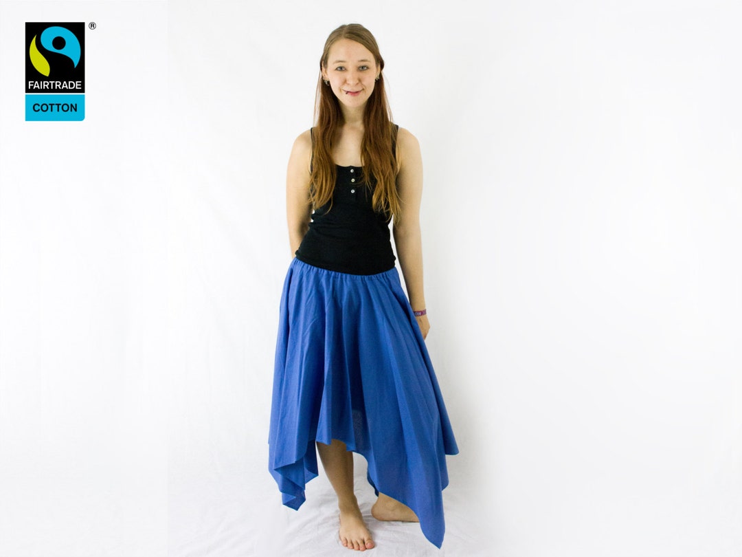 Fairtrade Skirt Blue, Asymmetric With Lappet; Fair Vegan Organic ...