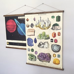 Mineralogy Vintage Poster, School Chart With Minerals, Crystal Chart ...