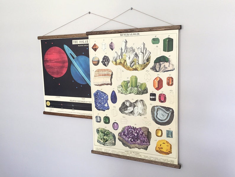 Mineralogy Vintage Poster, School Chart With Minerals, Crystal Chart ...