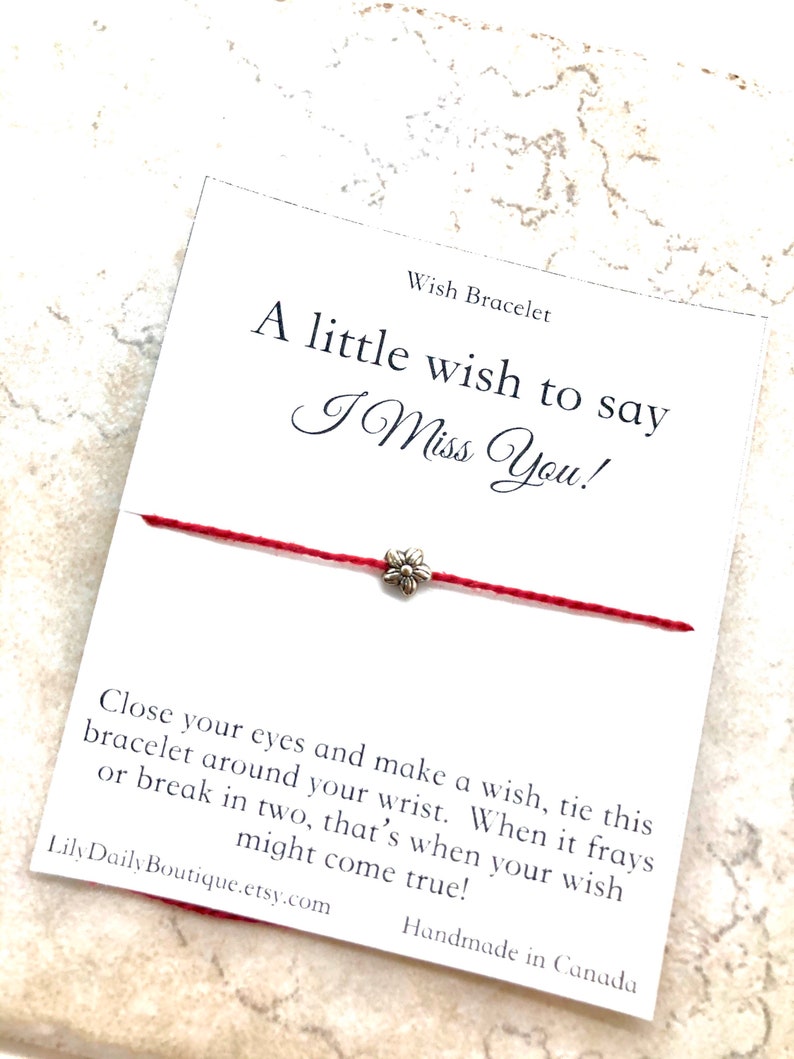 I Miss You Wish Bracelet for Friend, Just Because Gift for Men, String ...