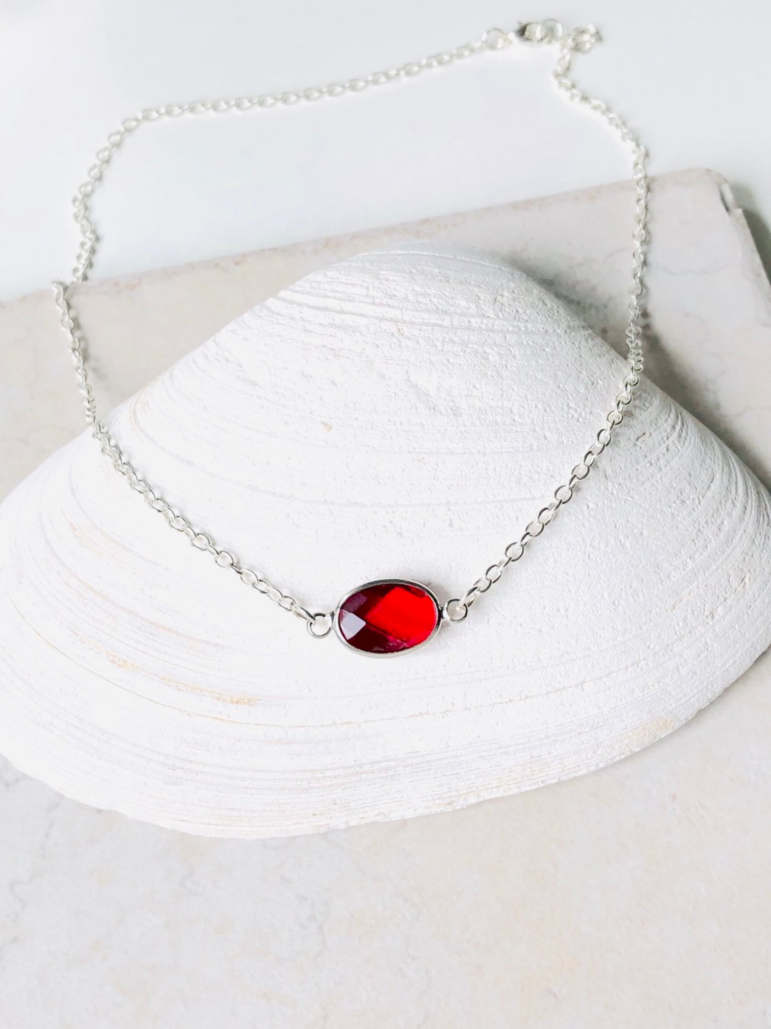 Ruby Red Crystal Necklace, July Birthstone Necklace Gifts for Mom, Red ...