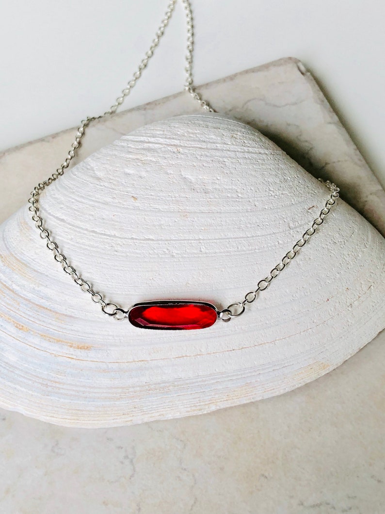 Ruby Red Crystal Necklace July Birthstone Necklace for Mom | Etsy