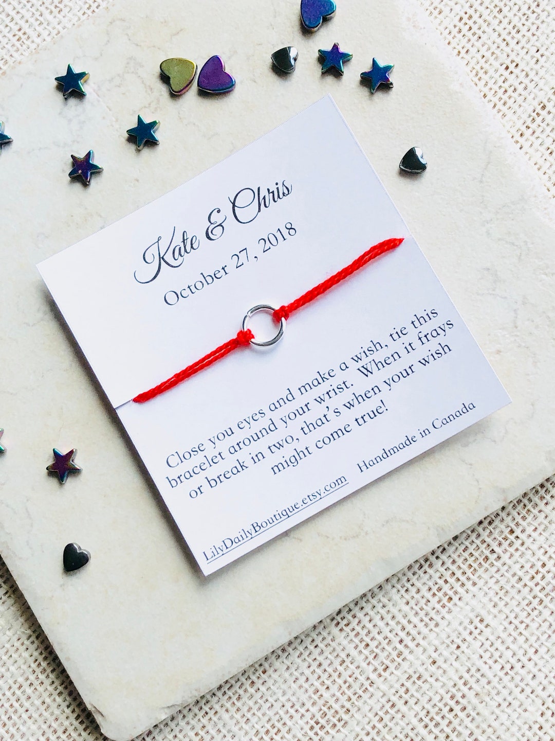 Wish Bracelet, Personalized, Wedding Favor for Guests, Karma Bracelet ...