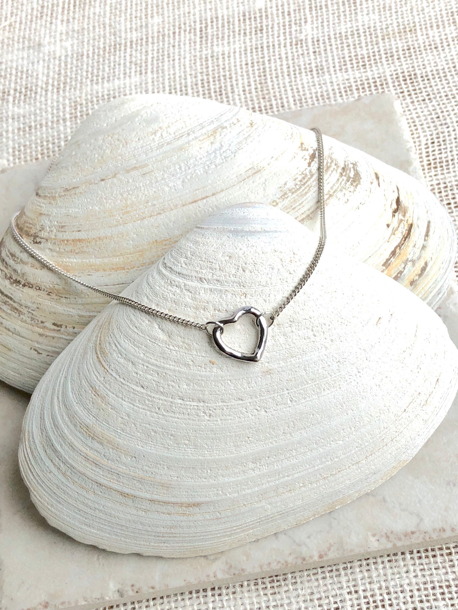 Minimalist Necklace STERLING SILVER Heart Necklace for Women, 13th ...