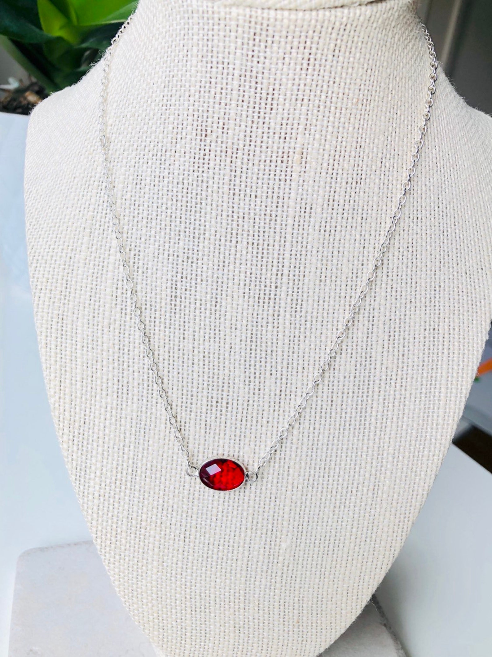Ruby Red Crystal Necklace, July Birthstone Necklace Gifts for Mom, Red ...