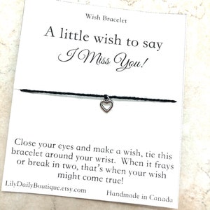 I Miss You Wish Bracelet for Friend, Just Because Gift for Men, String ...