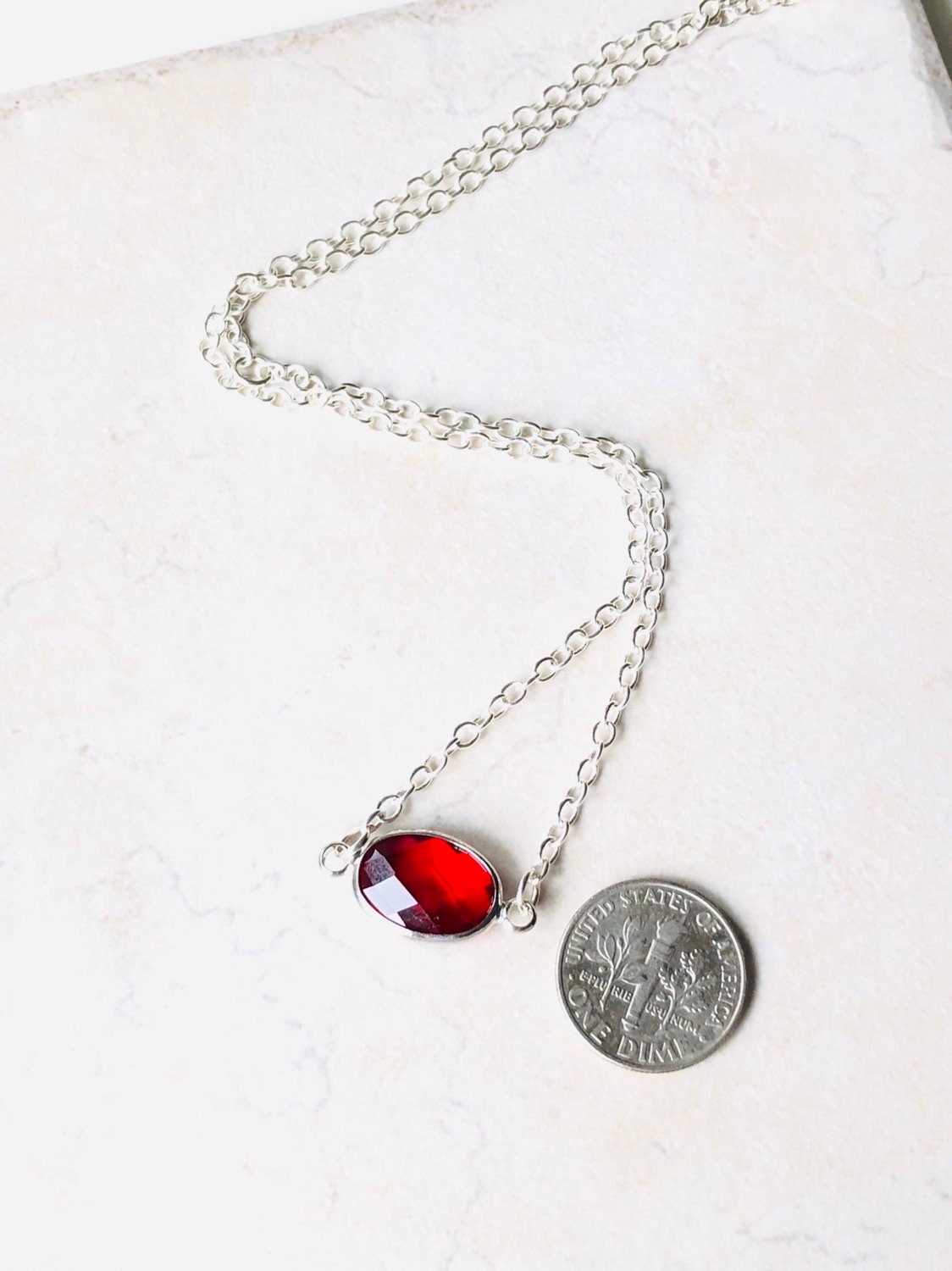 Ruby Red Crystal Necklace, July Birthstone Necklace Gifts for Mom, Red ...