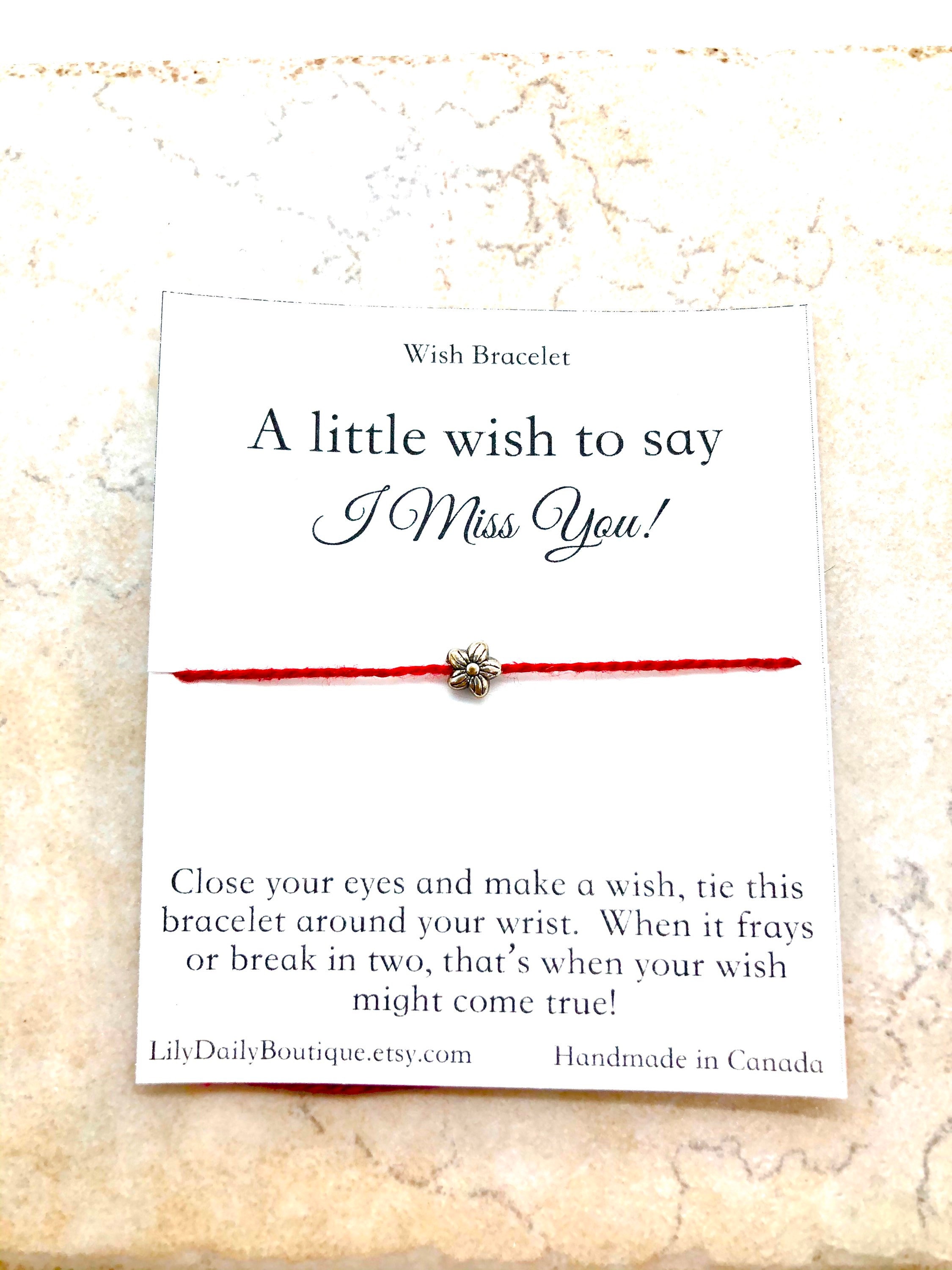 I Miss You Wish Bracelet for Friend, Just Because Gift for Men, String ...
