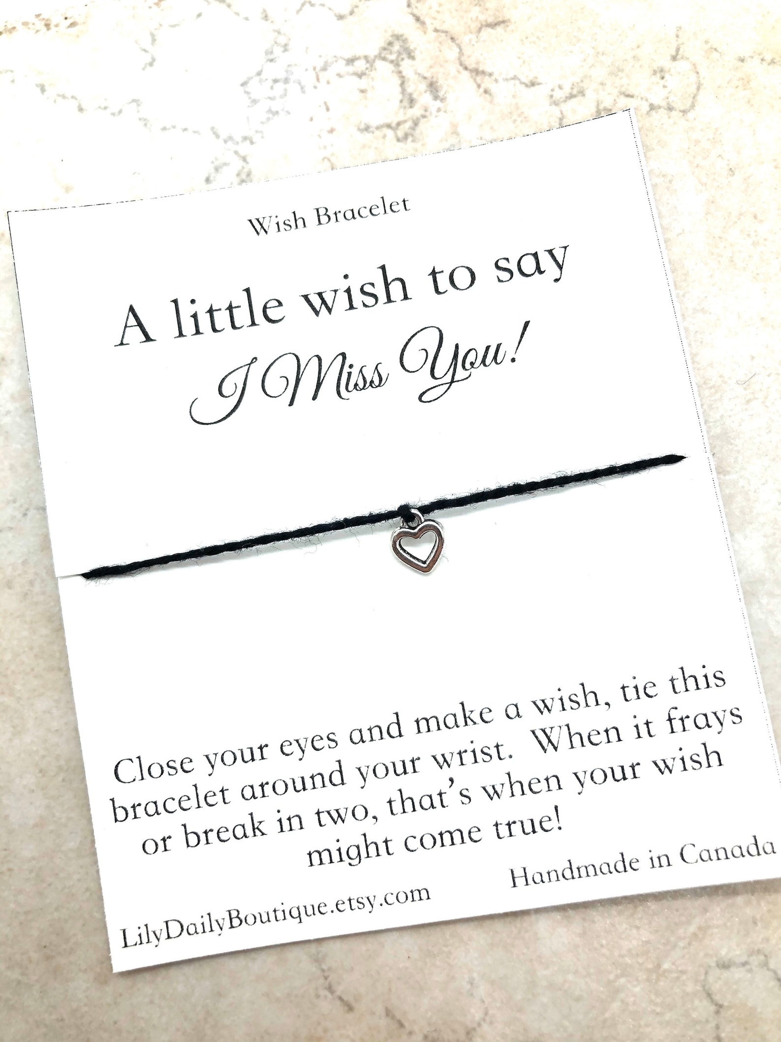 I Miss You Wish Bracelet for Friend, Just Because Gift for Men, String ...