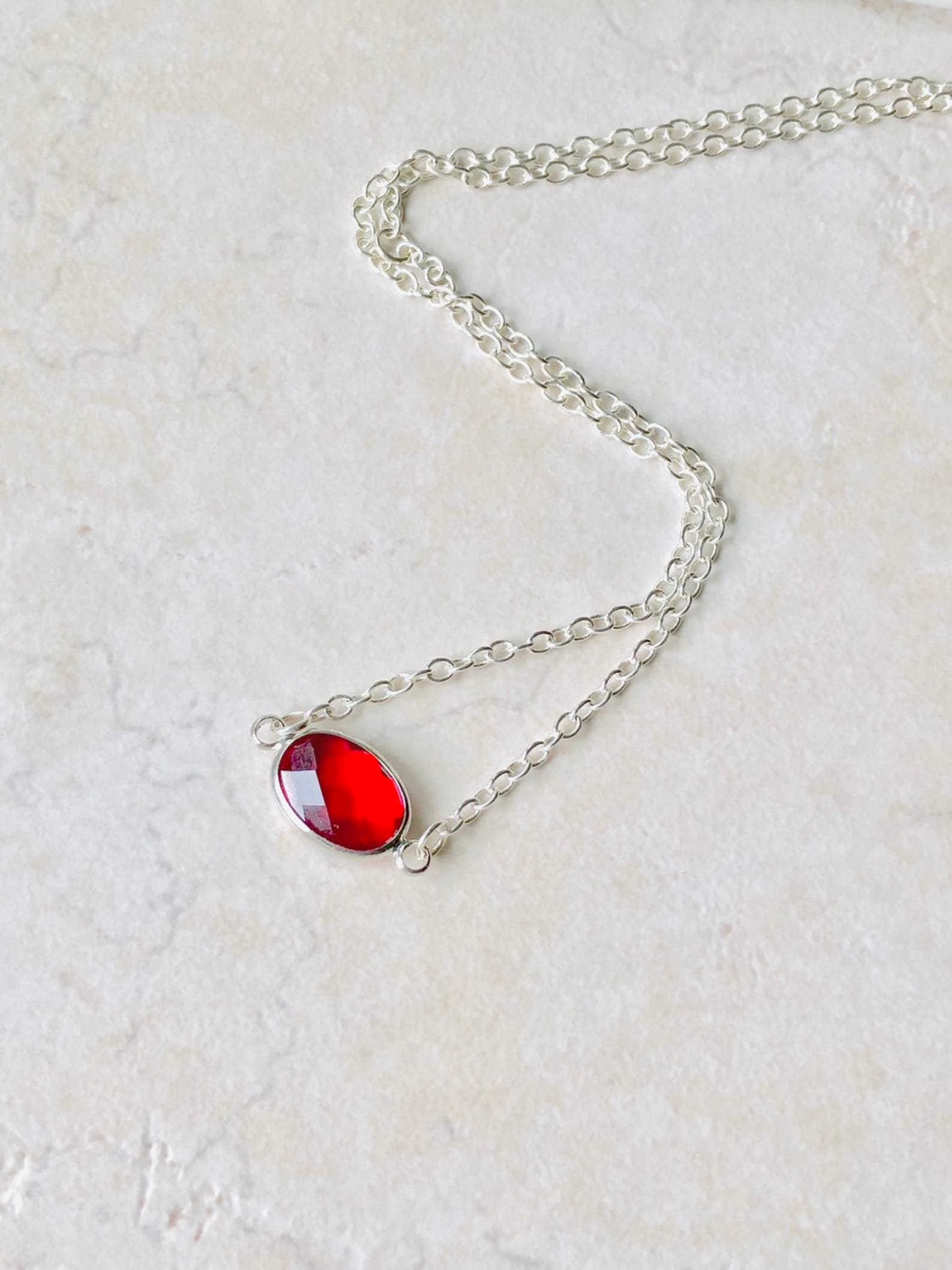 Ruby Red Crystal Necklace, July Birthstone Necklace Gifts for Mom, Red ...
